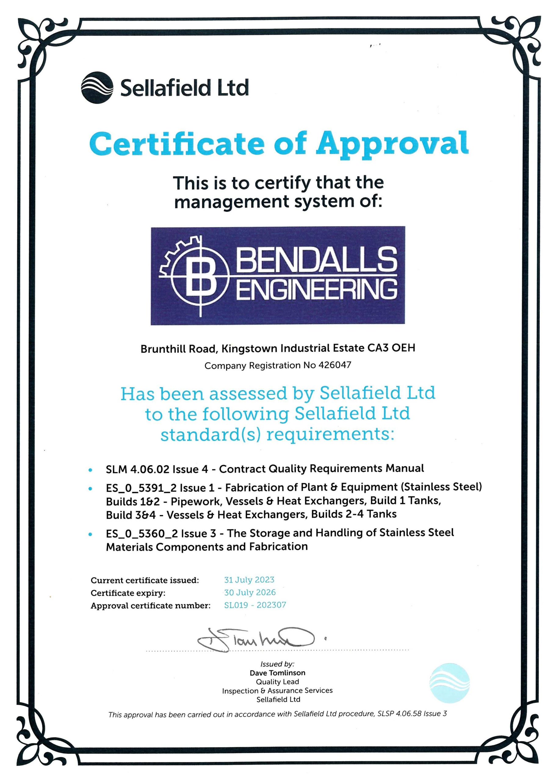 Inspection & Quality - Bendalls Engineering